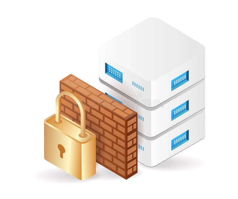 Flat Isometric 3d Illustration of Data Server Security Wall Stock ...