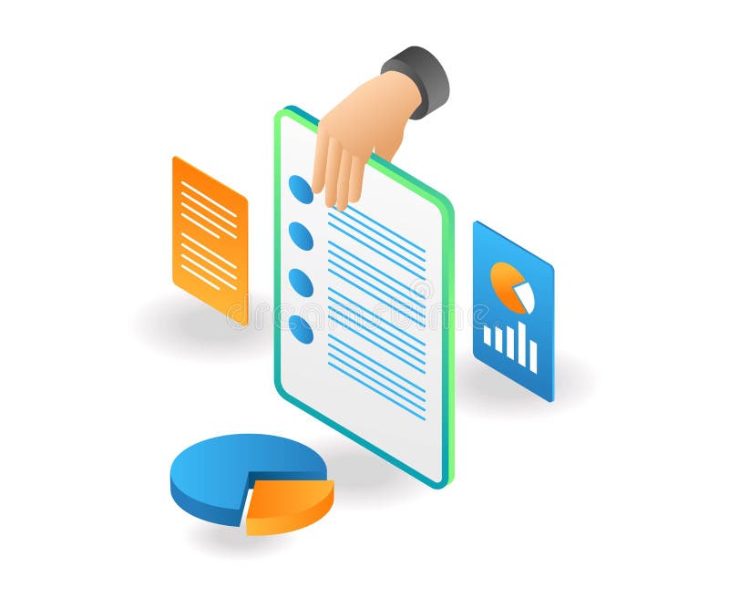 Flat Isometric 3d Flat Illustration Giving Business Evaluation Results ...