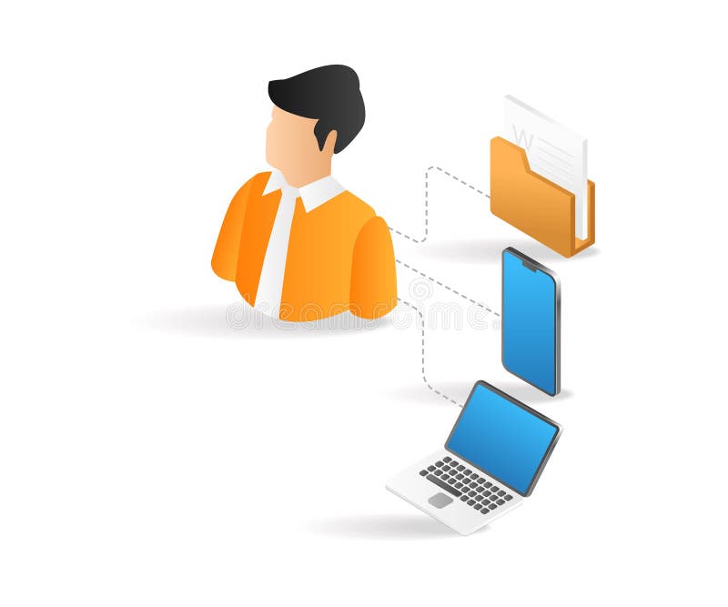 Flat Isometric 3d Illustration of Man Controlling App Branch Stock ...