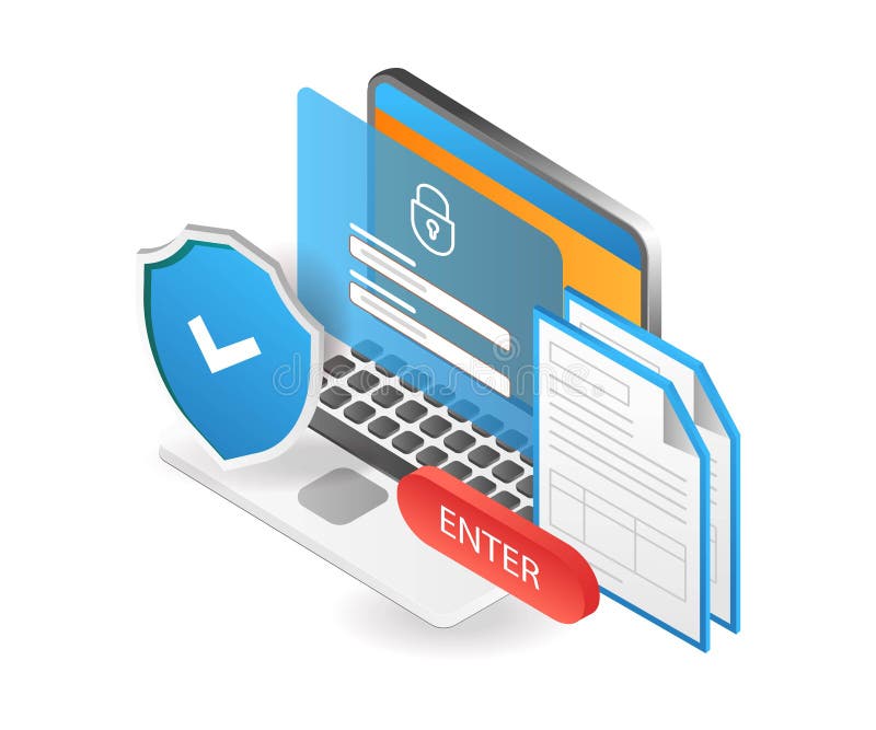 Flat Isometric 3d Illustration Maximize Computer Personal Data Security ... Flat Isometric 3d Illustration Maximize Computer Personal Data Security ...