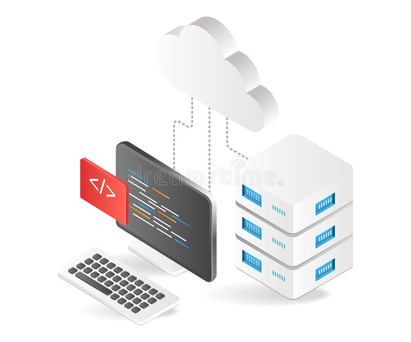 Flat Isometric 3d Illustration Programming Language for Server Stock ... Flat Isometric 3d Illustration Programming Language for Server Stock ...