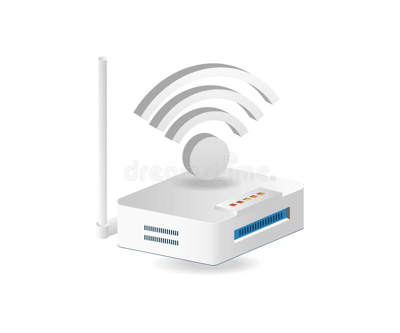 Flat Isometric 3d Illustration of Wifi Network Router Concept Stock ...