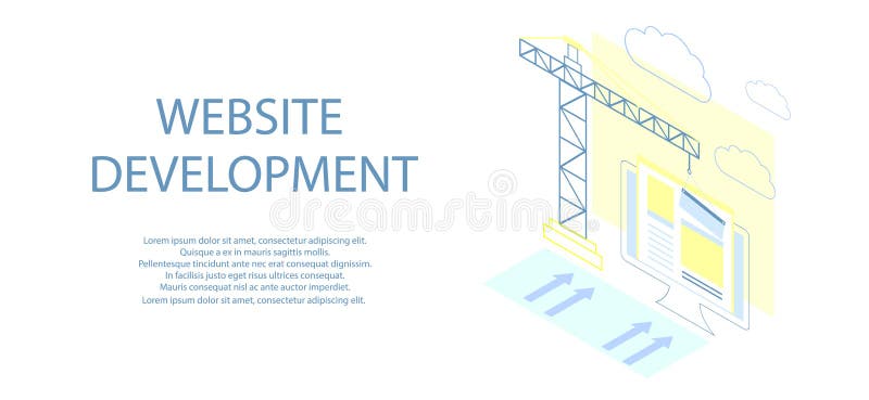 Flat Isometric Design of Website Under Construction, Web Page Building ...