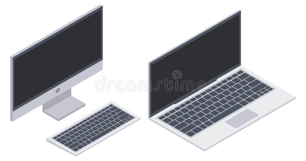 Flat Isometric Desktop Computer. Pc Icon. Vector Illustration Stock ...