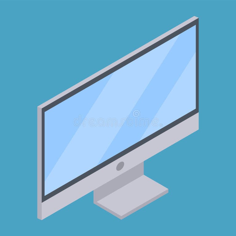 Flat Isometric Desktop Computer. Pc Icon. Vector Illustration Stock ...