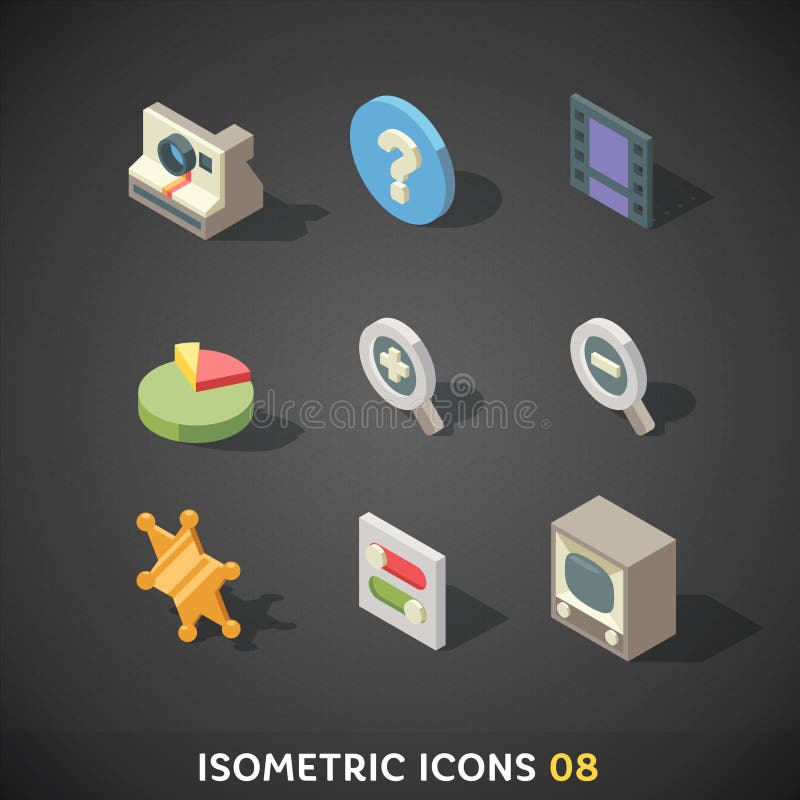 Flat Isometric Icons Set 7 stock vector. Illustration of mobile - 51430788