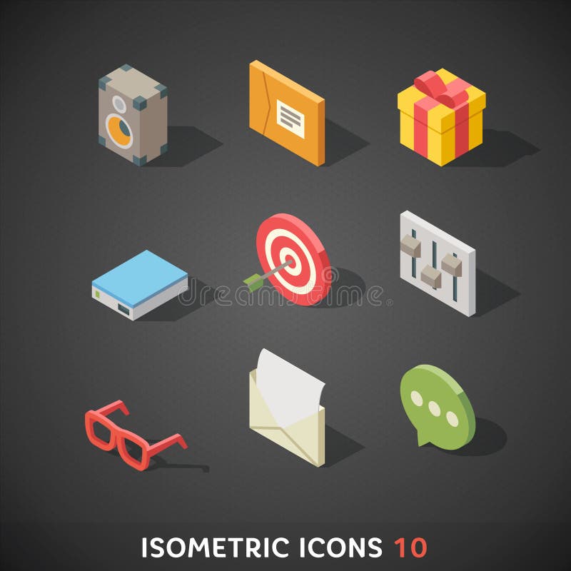 Flat Isometric Icons Set 7 stock vector. Illustration of mobile - 51430788