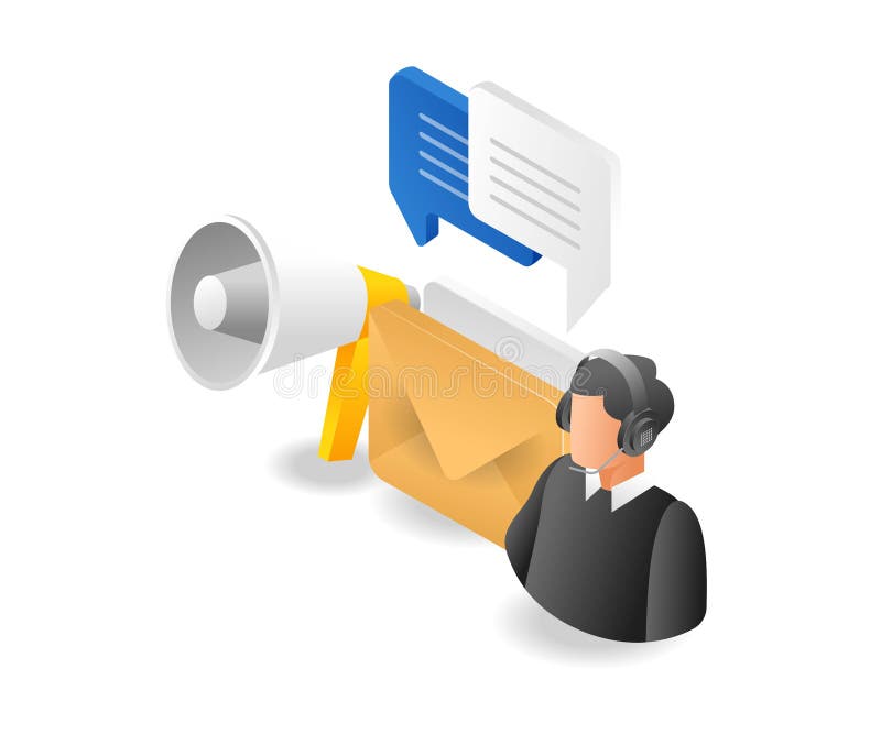 Flat Isometric Illustration Concept of Digital Email Marketing Stock ...