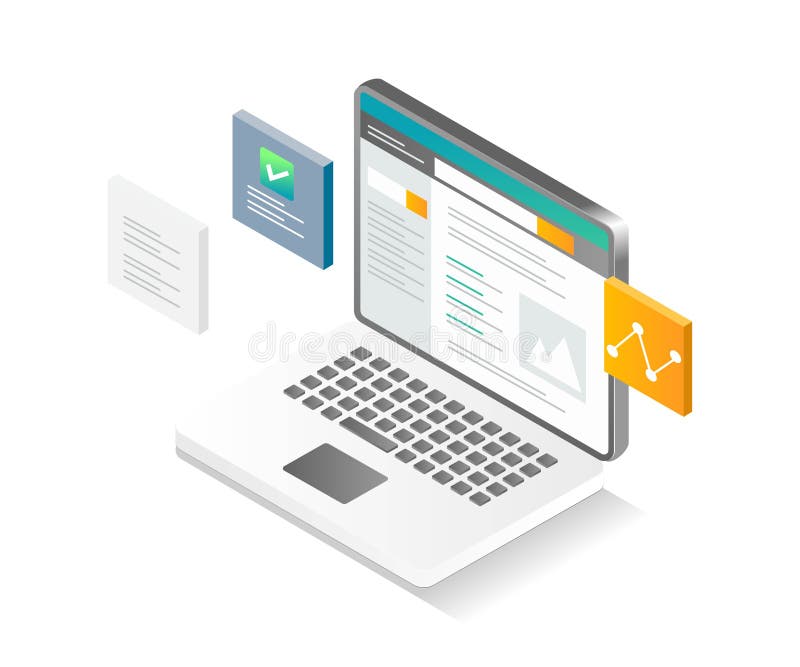 Easy To Use Interface on Laptop Stock Illustration - Illustration of ...