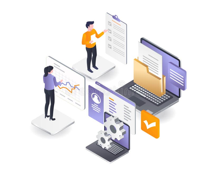 Flat Isometric Illustration Concept. Enterprise Development ...