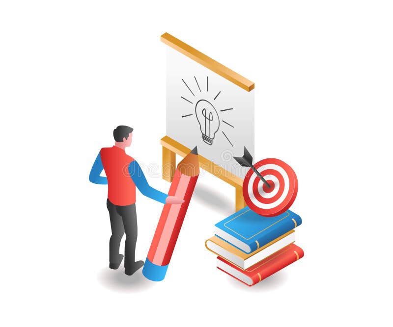 Isometric Illustration Concept. Put Creative Ideas on the Board Stock ...