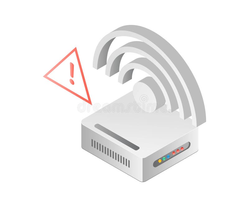 Flat Isometric Illustration Concept. Wifi Network Connection Problem ...