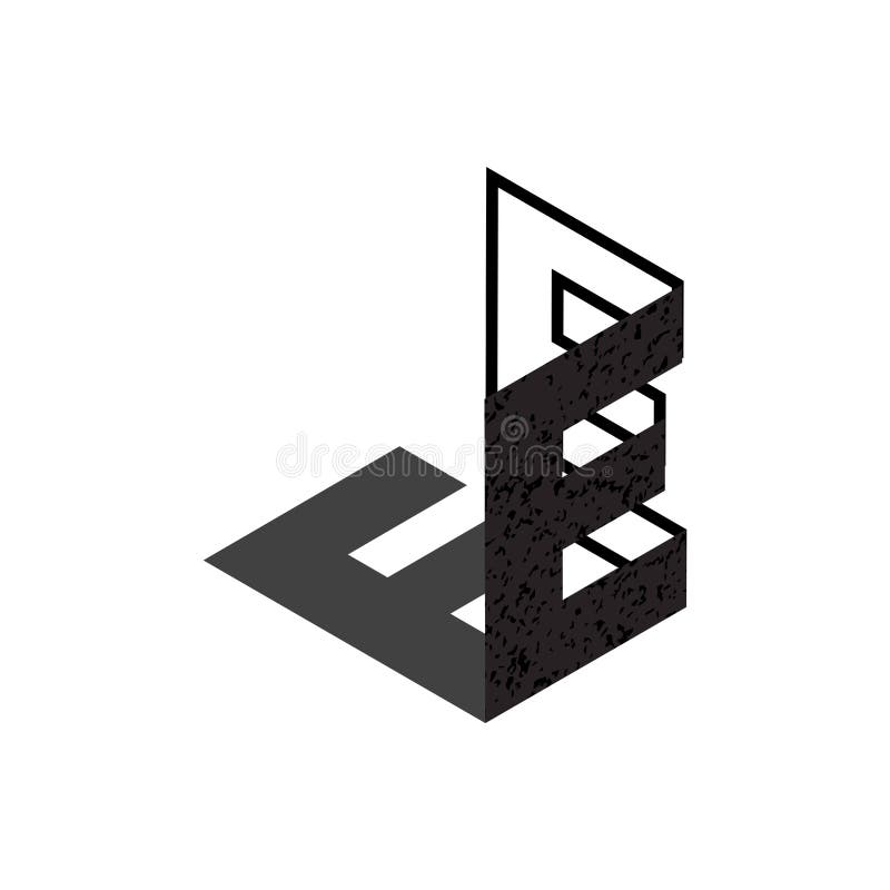 Flat Isometric Initial Letter with Shadow, Texture, and Outline Style ...