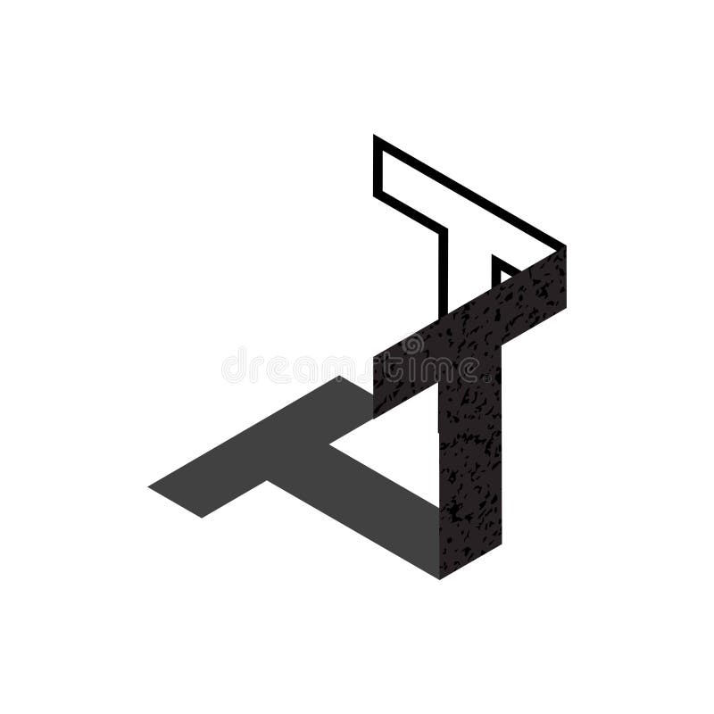 Flat Isometric Initial Letter with Shadow, Texture, and Outline Style ...