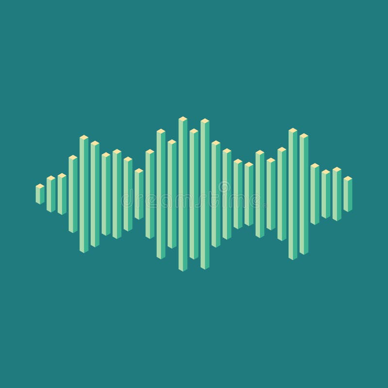 Flat Isometric Music Wave Icon Made of Peak Lines Stock Vector ...