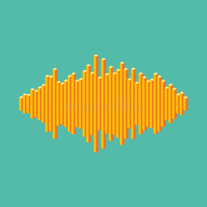 Flat Isometric Music Wave Icon Made of Peak Lines Stock Vector ...