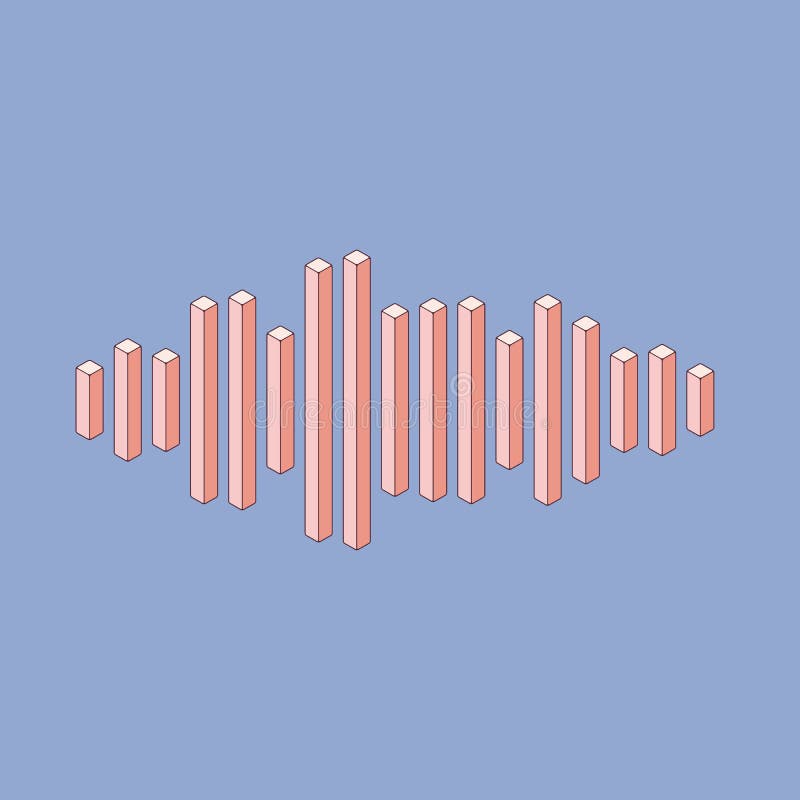 Flat Isometric Music Wave Icon Made of Peak Lines Stock Vector ...
