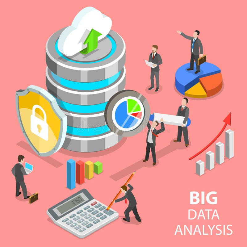 Big Data Analysis Flat Isometric Vector Concept. Stock Vector ...