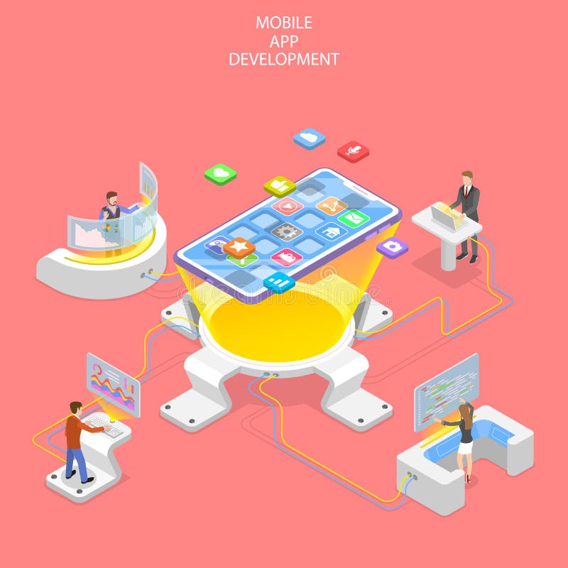 Mobile App Development Flat Isometric Vector Stock Vector ...