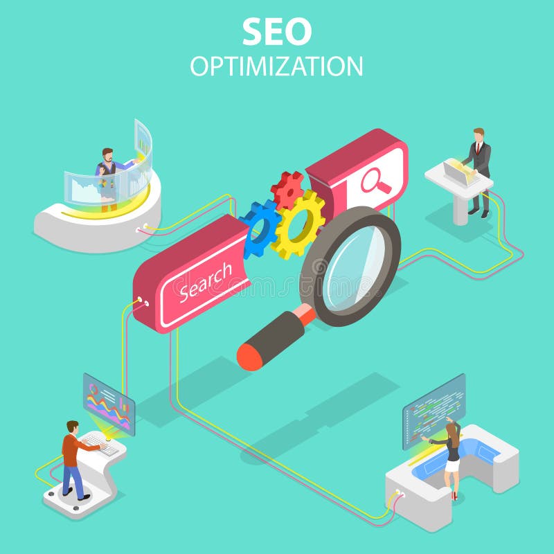 Flat Isometric Vector Concept of Search Engine Ranking, Web Analytics ...