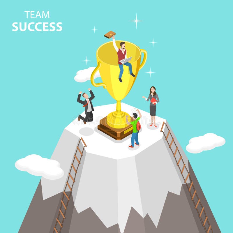 Flat Isometric Vector Concept of Team Success, Effective Teamwork ... Flat Isometric Vector Concept of Team Success, Effective Teamwork ...