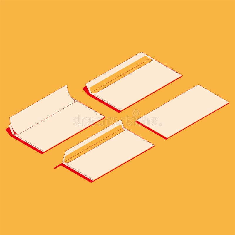 Flat Isometric Vector Illustration of Blank Paper Envelopes . Stock ...