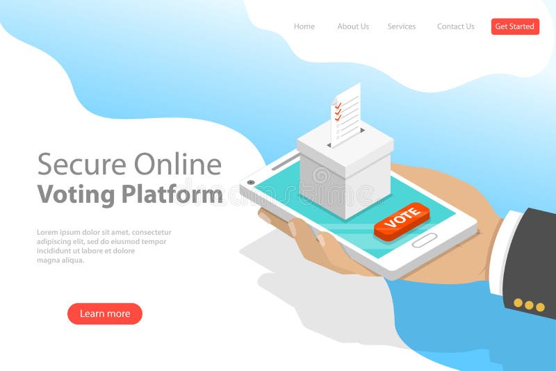 Flat Isometric Vector Landing Page Template of Voting Online, E-voting ...