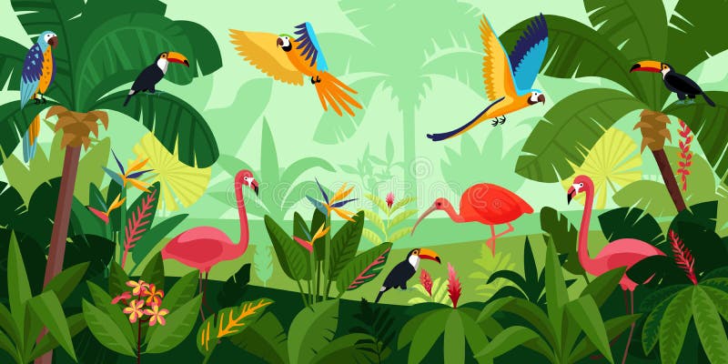 Flat Jungle Composition stock vector. Illustration of landscape - 244468493