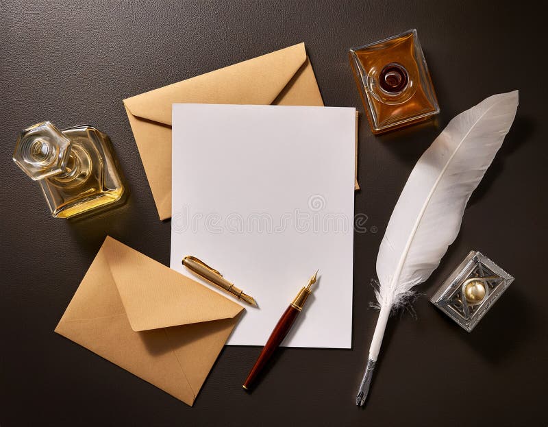 A Flat-laid Composition of Stationery Items Including Letter Paper ...
