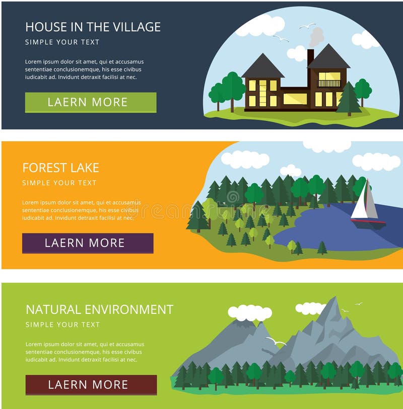 Flat Landscape banner stock vector. Illustration of banner - 70024495