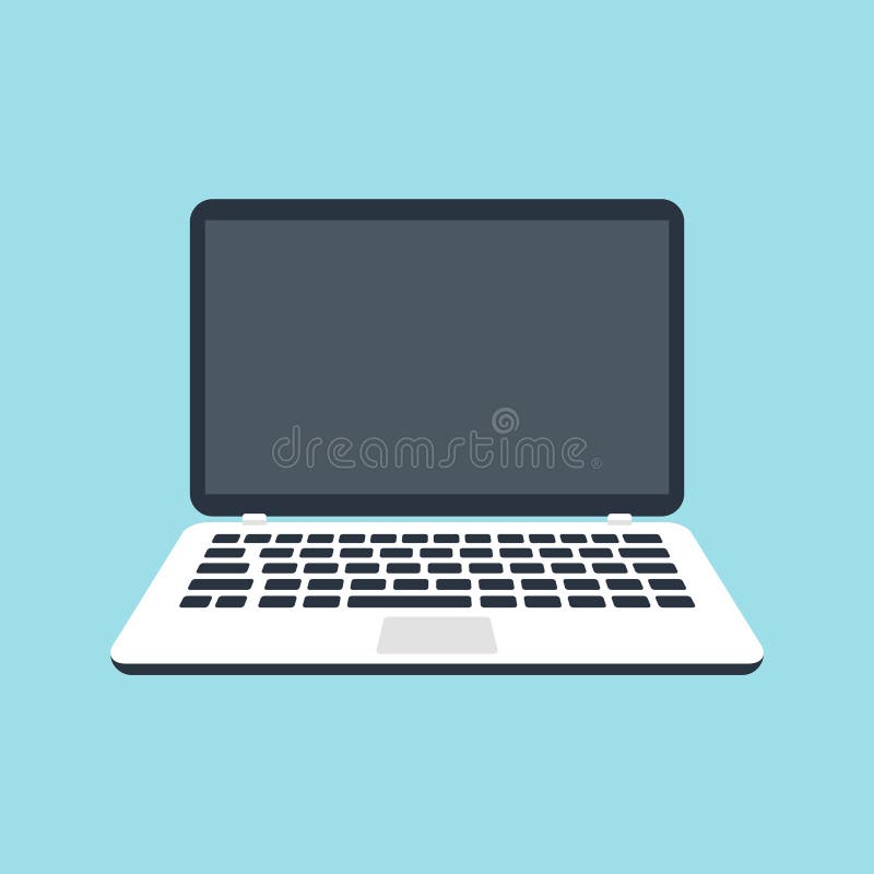 Flat Laptop Black Display Office Technology Vector Illustration Stock ...