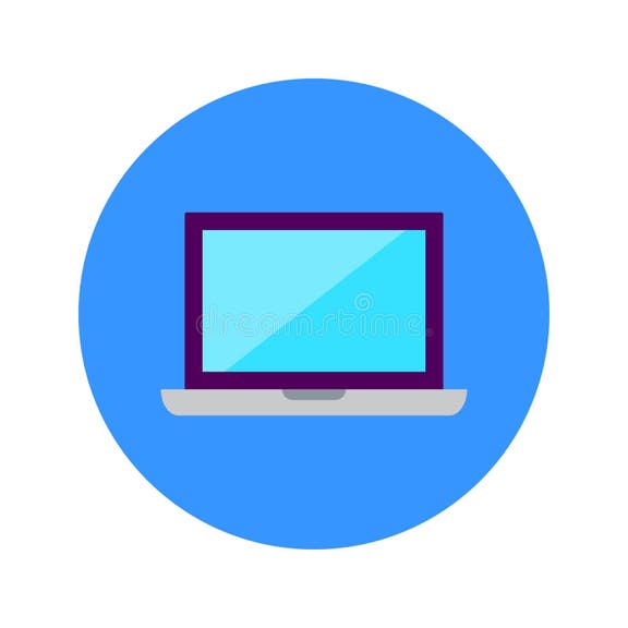 Flat Laptop Circle Icon. Vector Illustration of Computer Stock Vector ...