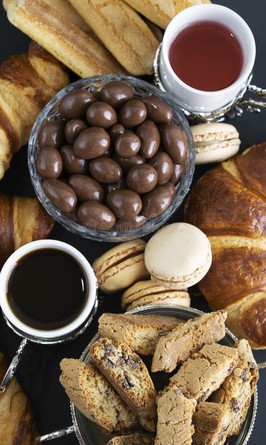 Assorted Breakfast Food with Coffee and Tea Stock Photo - Image of ...