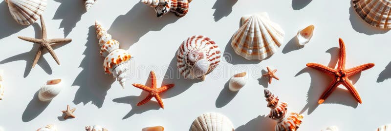 Flat Lay Aesthetic Marine Pattern on Light Clean Background with ...
