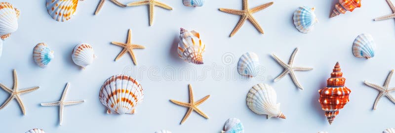 Flat Lay Aesthetic Marine Pattern on Light Clean Background with ...