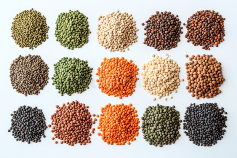 A Flat Lay Arrangement of Diverse Lentils Showcasing Their Colors and ...