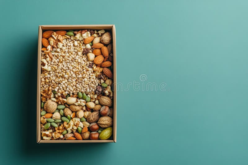 Flat Lay of Assorted Nuts and Grains in a Small Delivery Package for ...