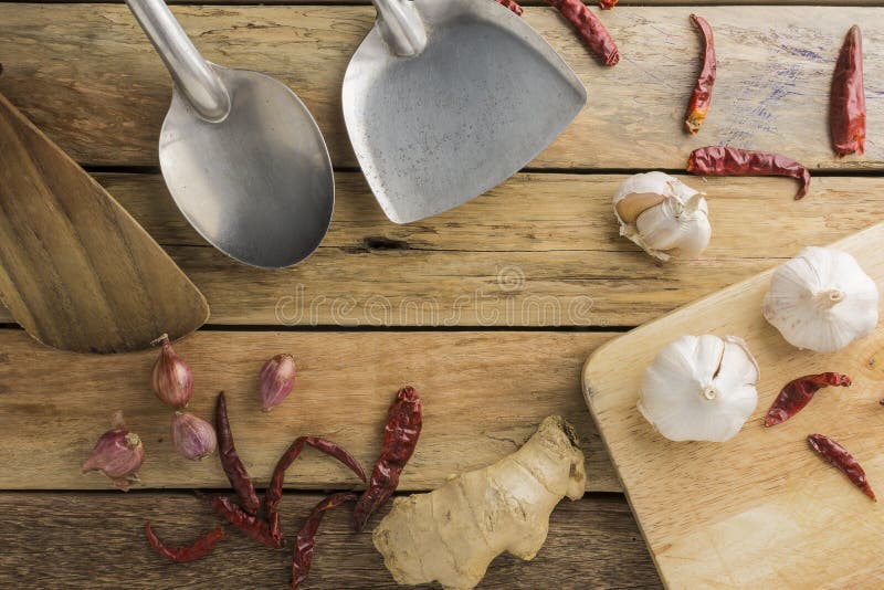 Flat Lay Assorted Spices and Tools Used in the Kitchen by Cooking Stock ...