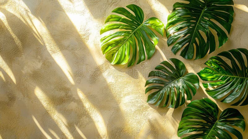 Flat Lay Assorted Tropical Leaves Vibrant Greens Shadows Textures Stock ...