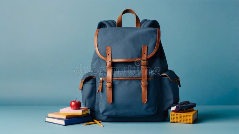 Top View Flat Lay Back To School Concept. Backpack with School Supplies ...
