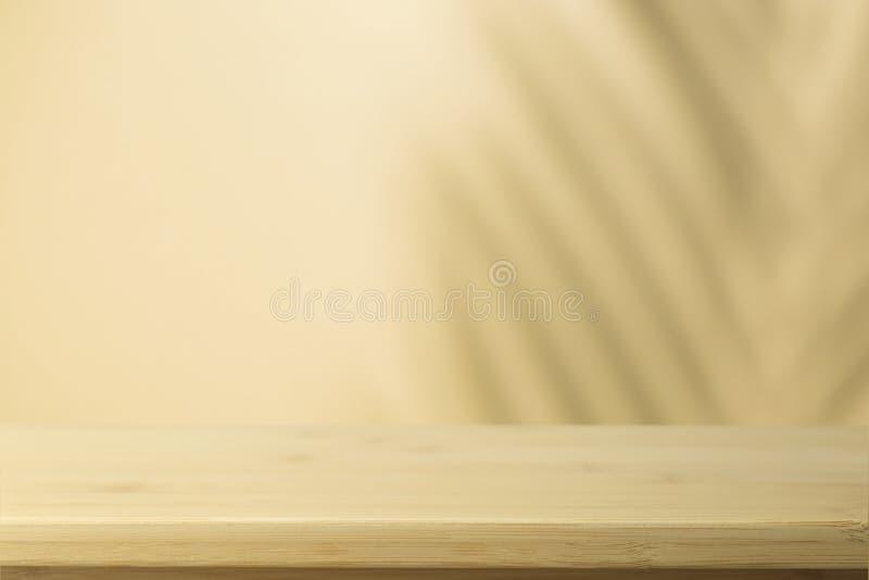 Flat Lay Background Minimal Shadows Palms Empty Wooden Table Stock ...