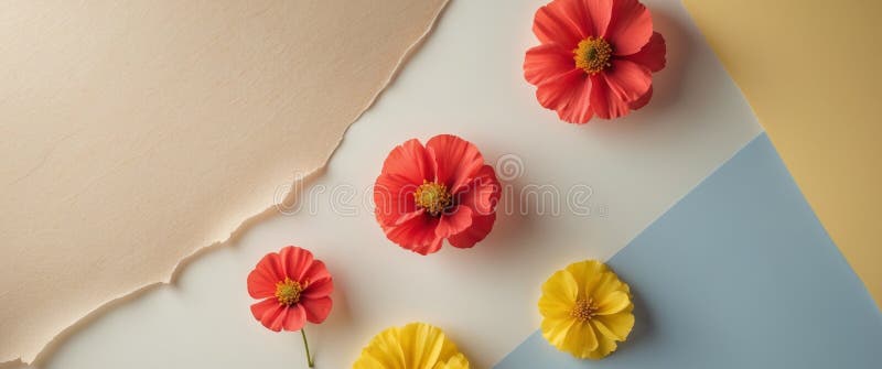 Flat Lay Banner Template Featuring Subtle Paper Texture with Neutral ...