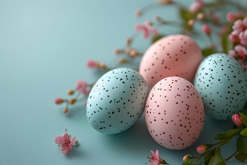 Flat Lay of Beautifully Decorated Easter Eggs in Pastel Colors Arranged ...