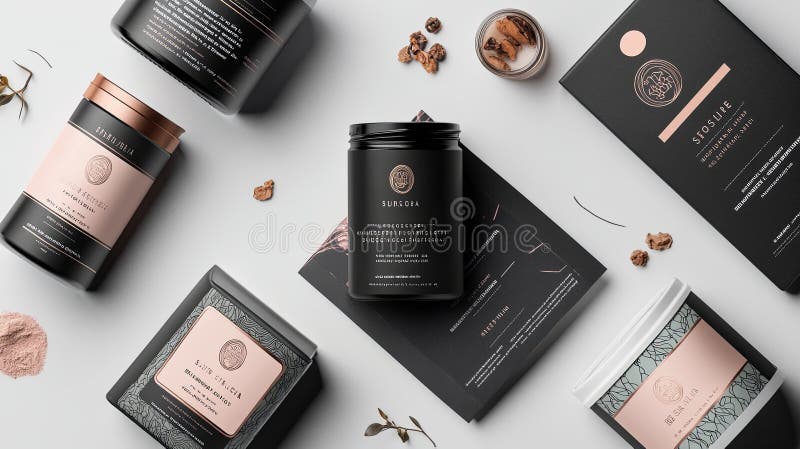 Flat Lay Beautifully Designed Packaging Prototypes Labels Product Line ...