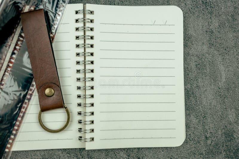 Flat Lay of the Blank Notebook Page Opened Notebook with Leather ...
