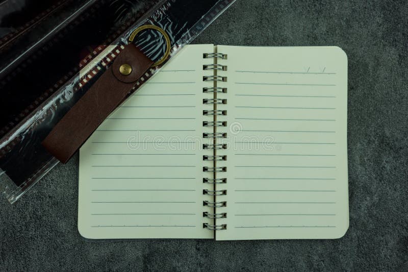 Flat Lay of the Blank Notebook Page Opened Notebook with Leather ...