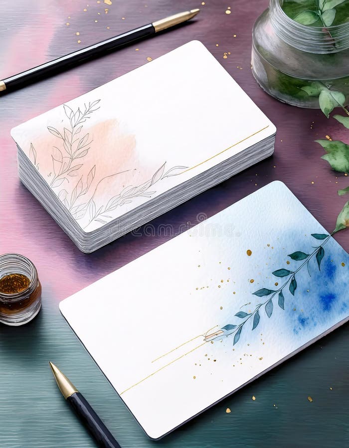 A Flat Lay of Blank Notecards, a Notebook, a Pen, and an Inkwell, Ready ...