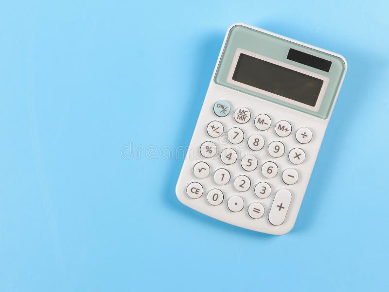 Flat Lay of Blue Calculator on Blue Background with Copy Space Stock ...