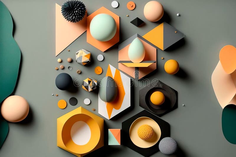 Flat Lay Bold Minimalism with Large Geometric Shapes Generative AI ...