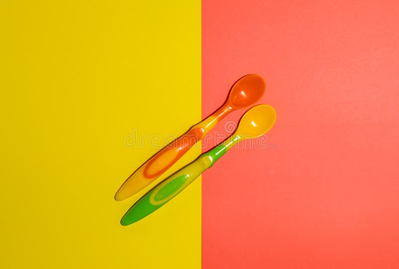 Colored spoons stock image. Image of plastic, mauve, plate - 21107345